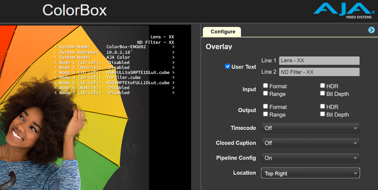 ColorBox from AJA with LUT Color Transforms