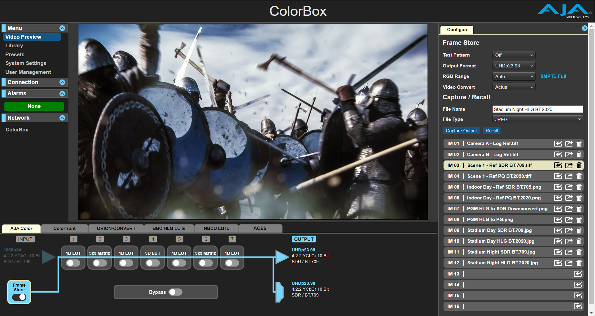 ColorBox from AJA with LUT Color Transforms