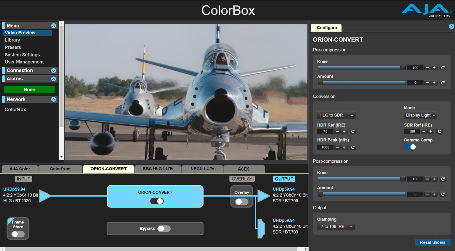 ColorBox from AJA with LUT Color Transforms